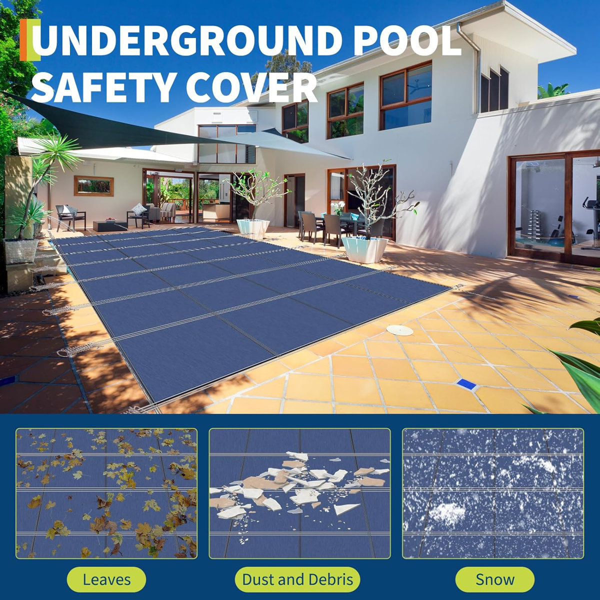 Yesurprise Inground Pool Covers, Heavy Duty Pool Safety Cover, UL Classified to ASTM F1346, 500 ...